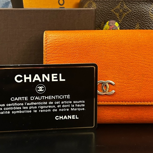CHANEL | Bags | Chanel Compact Bi Fold Wallet With Authenticity Card ...